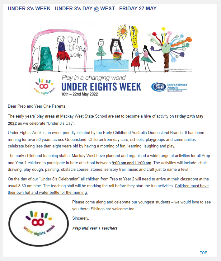 Under 8s Day at MWSS