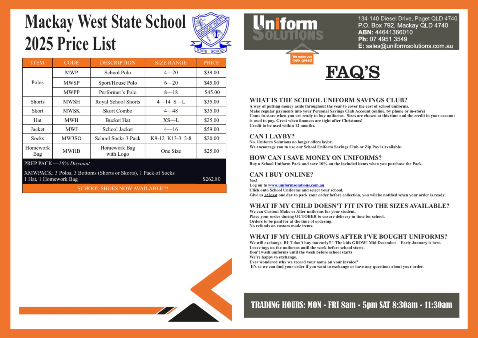 Uniform Solutions Mackay - Our Uniform Supplier since 2021